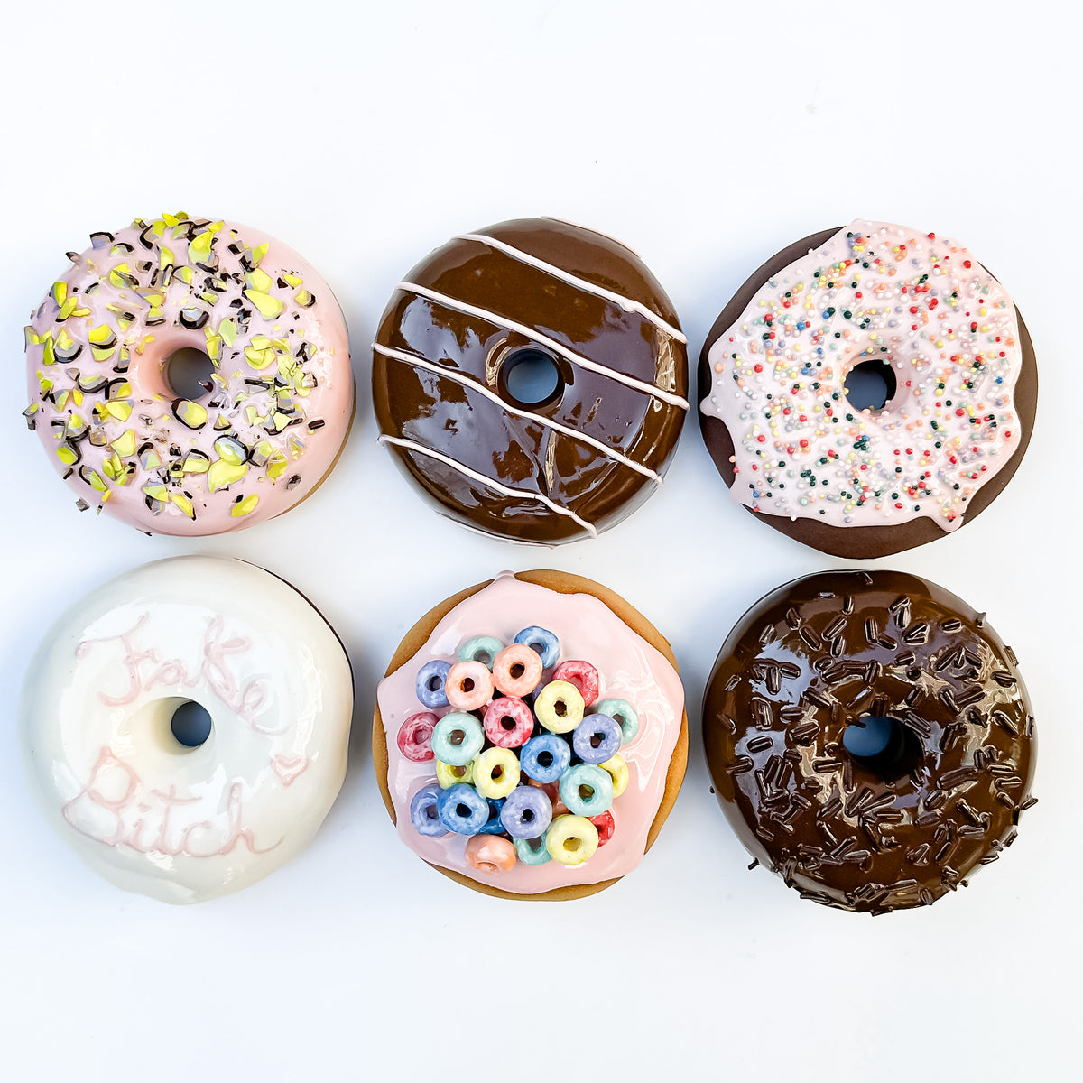 1830 Chocolate Dip Strawberry Stripe Ceramic Donut – Catherine McMillan